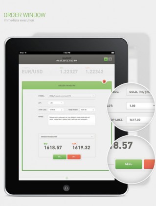 Forex Trading App User Interface Design for iPad