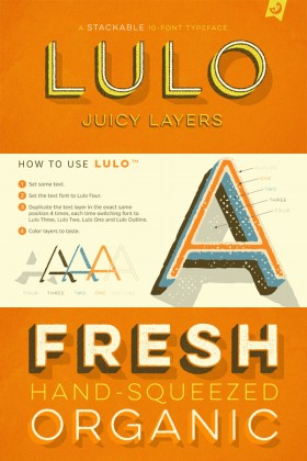 Lulo Font Family - Layered Typeface from Yellow Design Studio