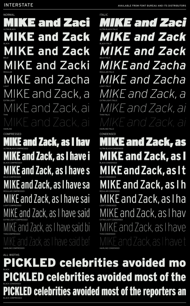 Interstate Font Family from Font Bureau