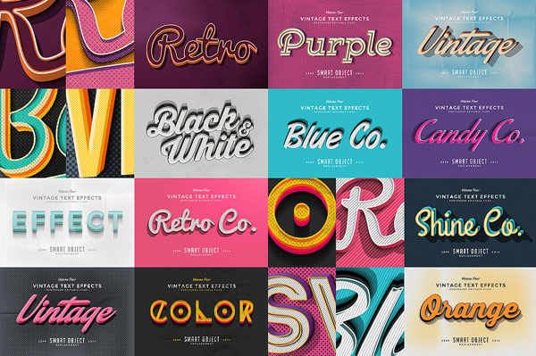50 Vintage Text Effects Bundle