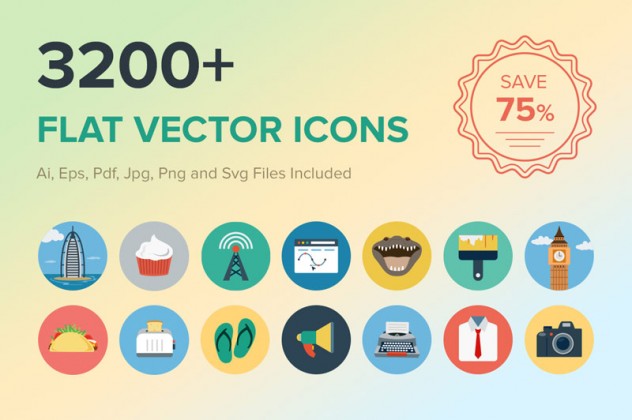 Over 3200 Flat Vector Icons