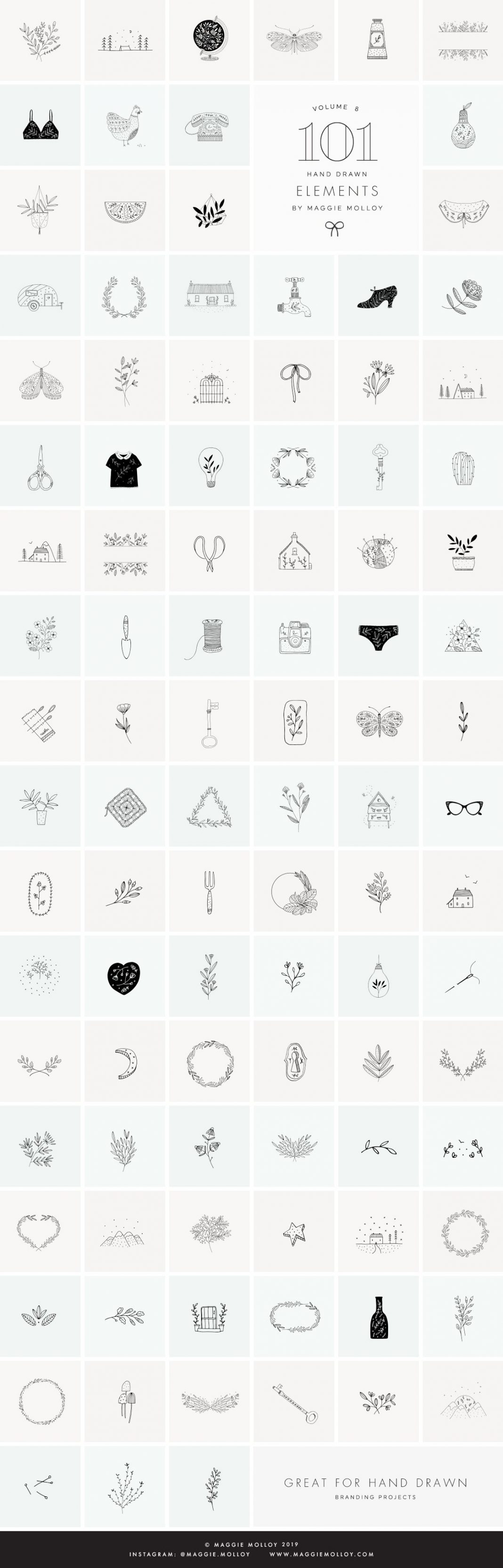 101 Hand-Drawn PNG Logo Elements by Maggie Molloy
