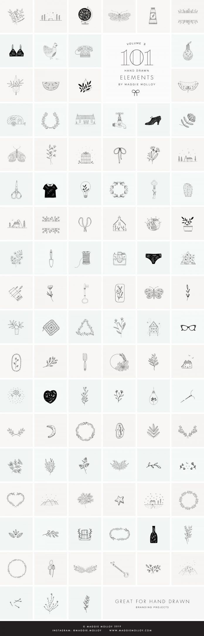 101 Hand-Drawn PNG Logo Elements by Maggie Molloy