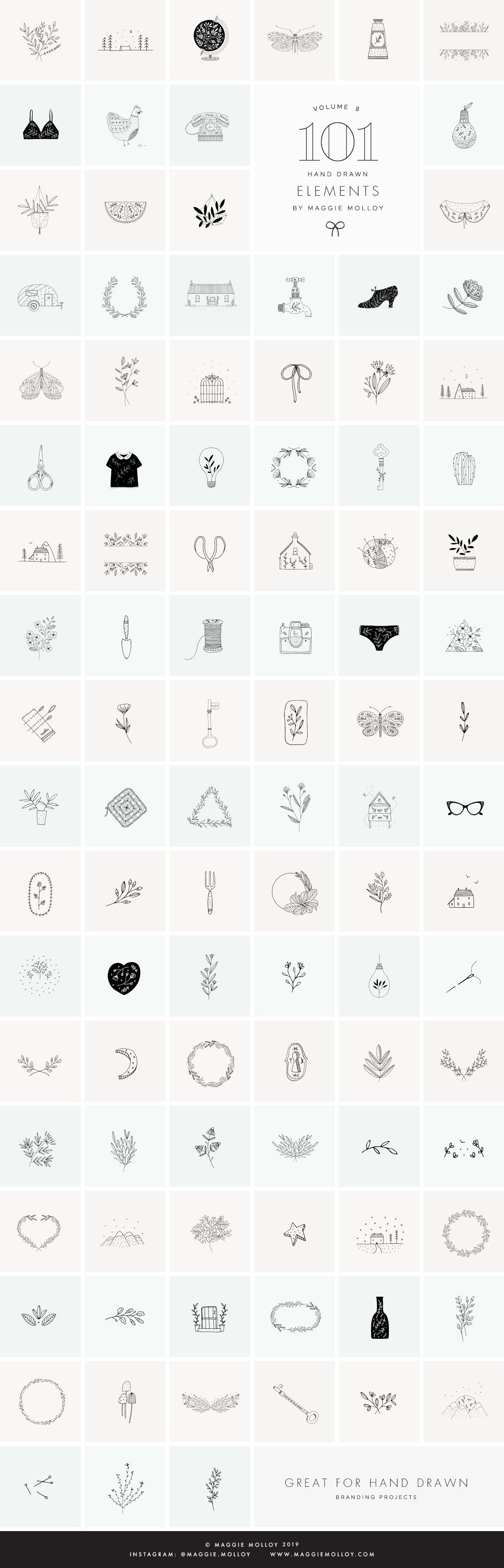 101 Hand-Drawn PNG Logo Elements by Maggie Molloy