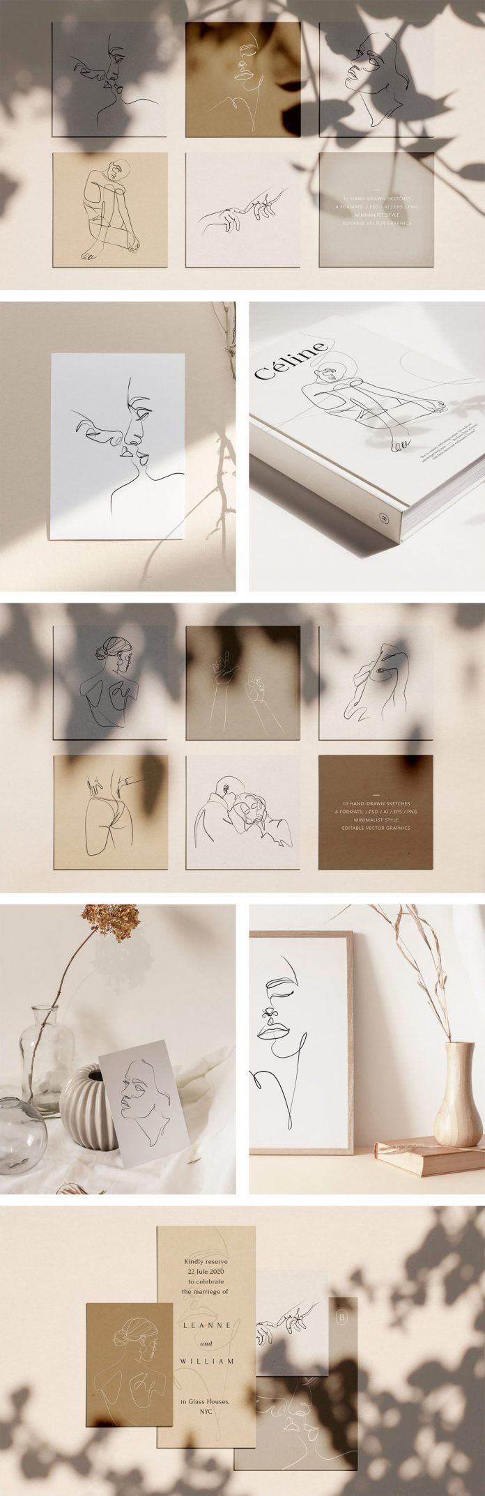 10 Elegant Line Drawings as Stock Graphics