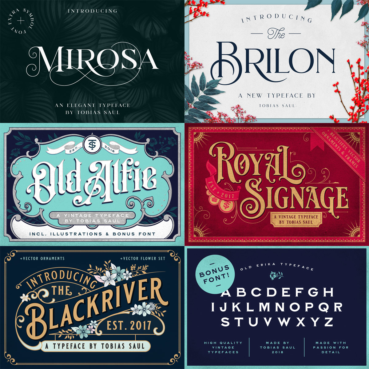 Vintage Fonts by Tobias Saul