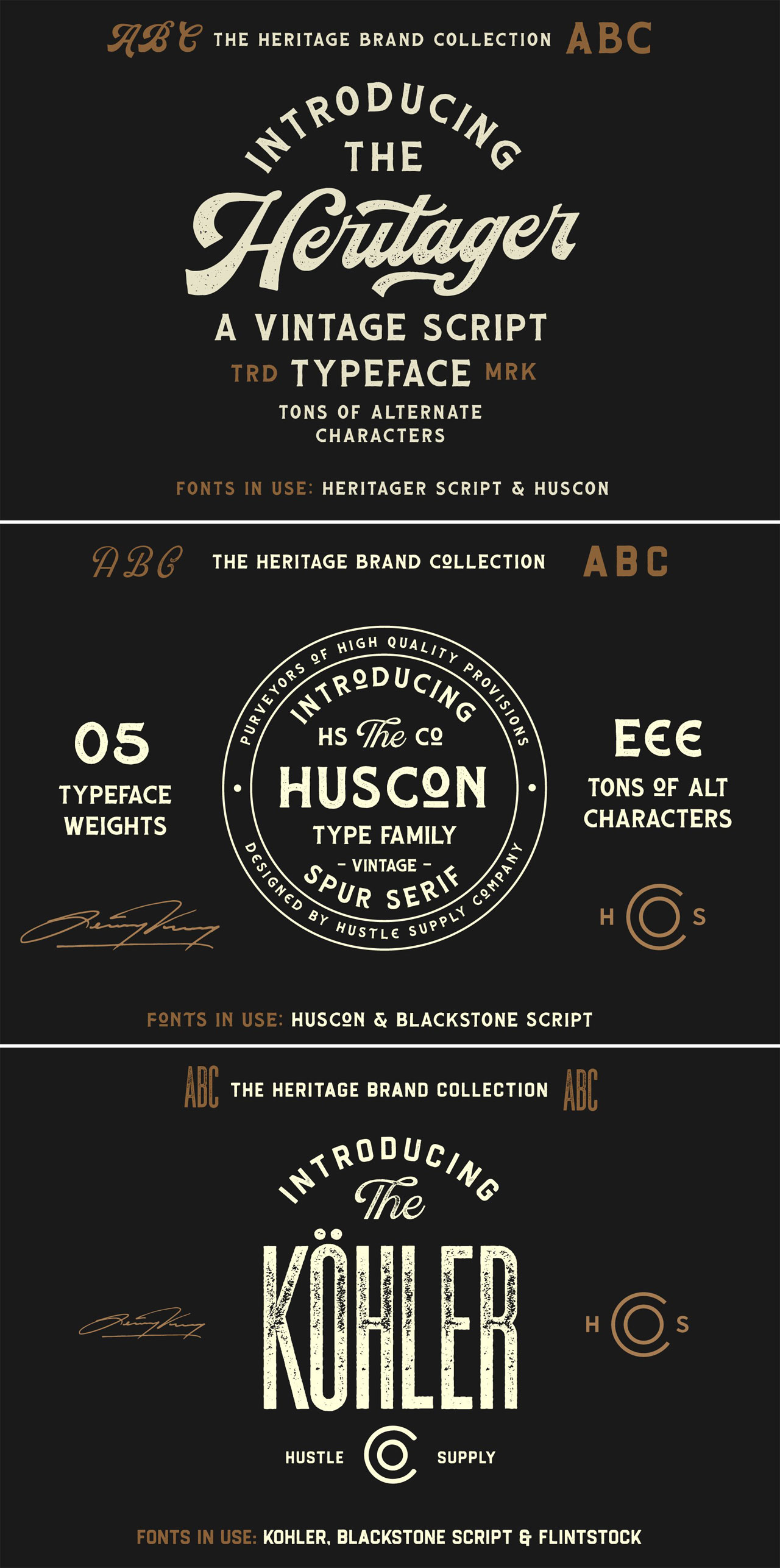The Heritage Brand Collection: 60+ Font Files and 25 Vintage Logo Templates
