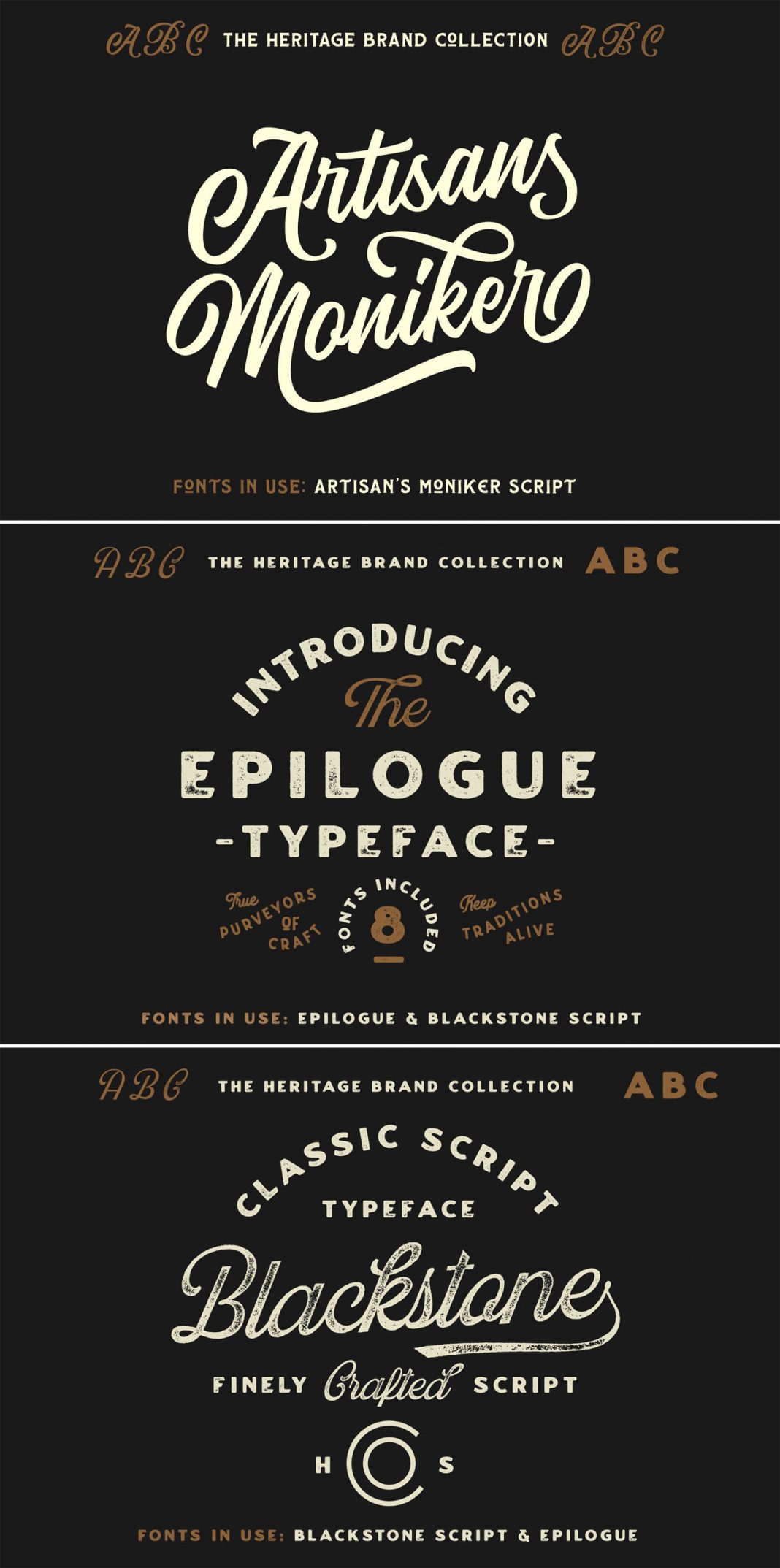 The Heritage Brand Collection: 60+ Font Files and 25 Vintage Logo Templates