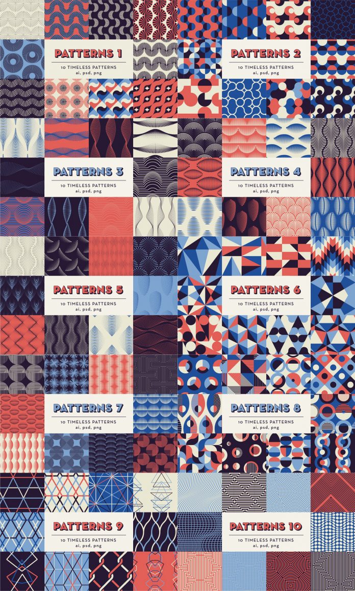 Geometric Patterns Bundle: 100 Seamless & Fully Editable Vector Graphics