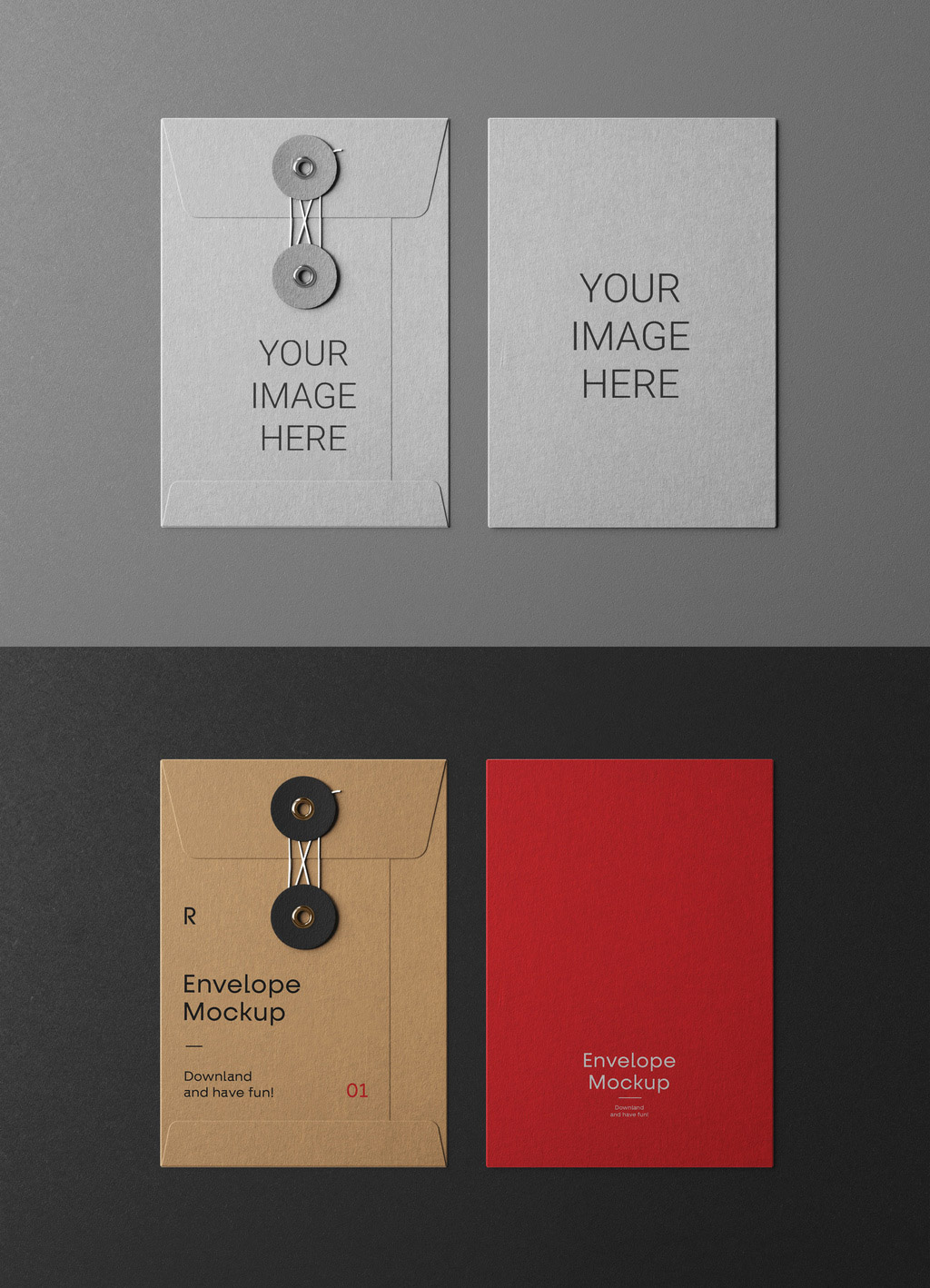 Envelope Mockups for Adobe Photoshop with String Closure