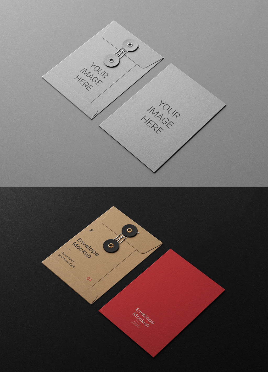 Envelope Mockups for Adobe Photoshop with String Closure