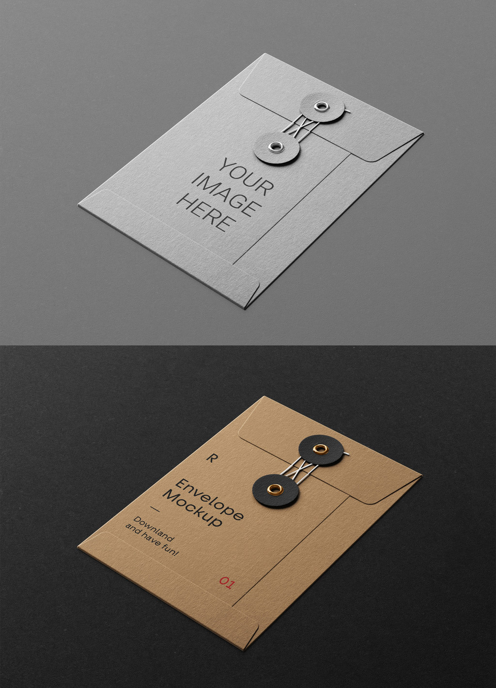 Envelope Mockups for Adobe Photoshop with String Closure