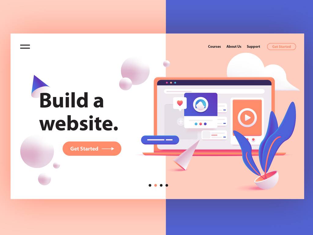 Website Header Illustrations with 3D Elements