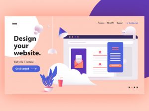 Website Header Illustrations with 3D Elements