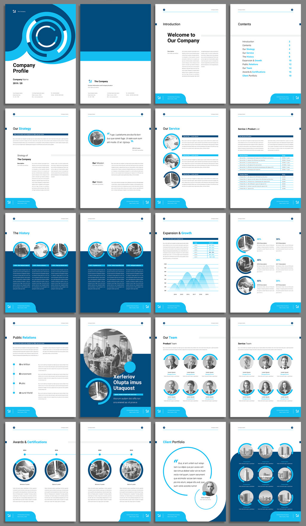 Corporate Profile Booklet Template with Blue Accents