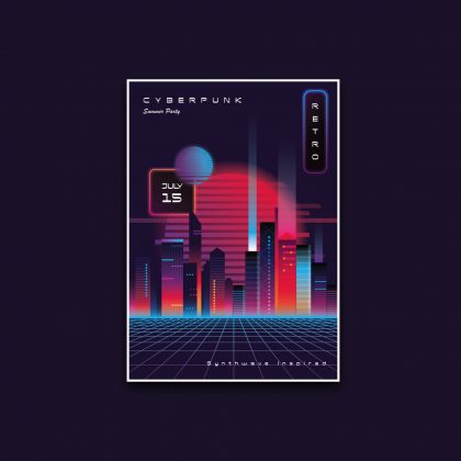 80s and Cyberpunk Inspired Retro Poster Design Templates