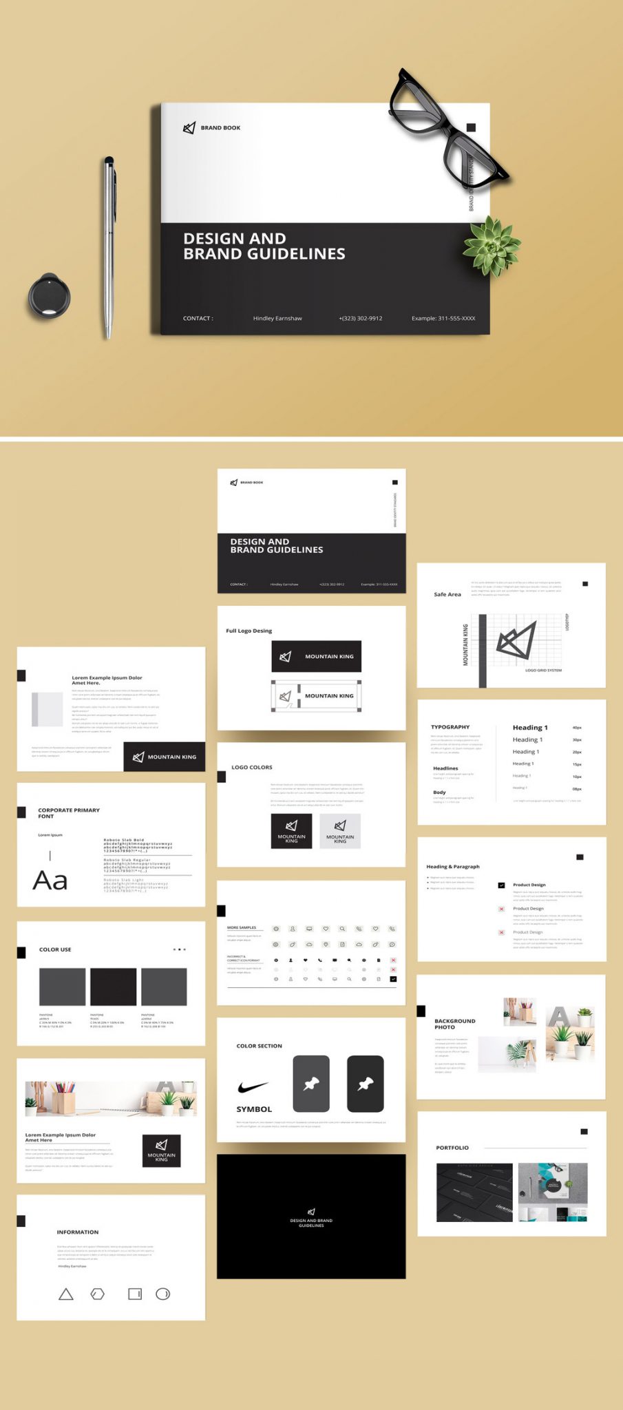 Minimalist Black & White Brand Guidelines Template for Adobe InDesign