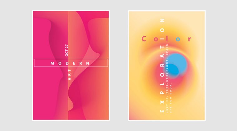 Four Poster Templates Consisting of Colorful Abstract Graphics and ...