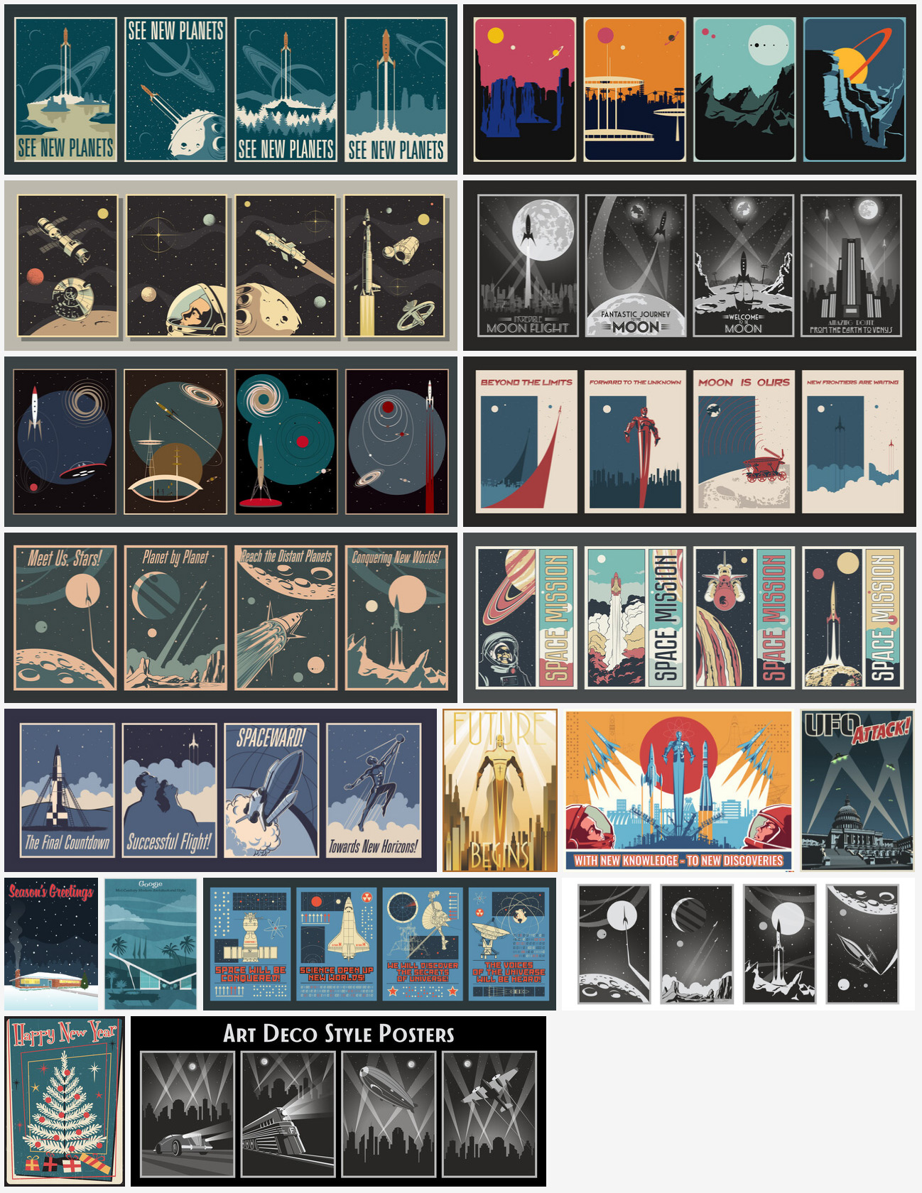 Retro-Futuristic, Sci-Fi, & Space Travel-Inspired Poster Templates
