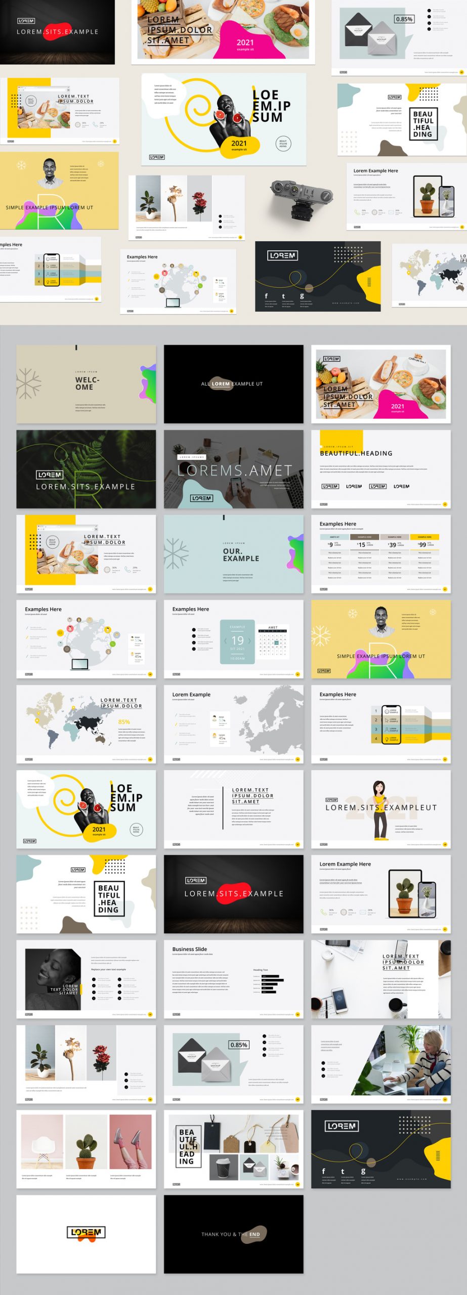 Adobe InDesign Presentation Template with Yellow Accents
