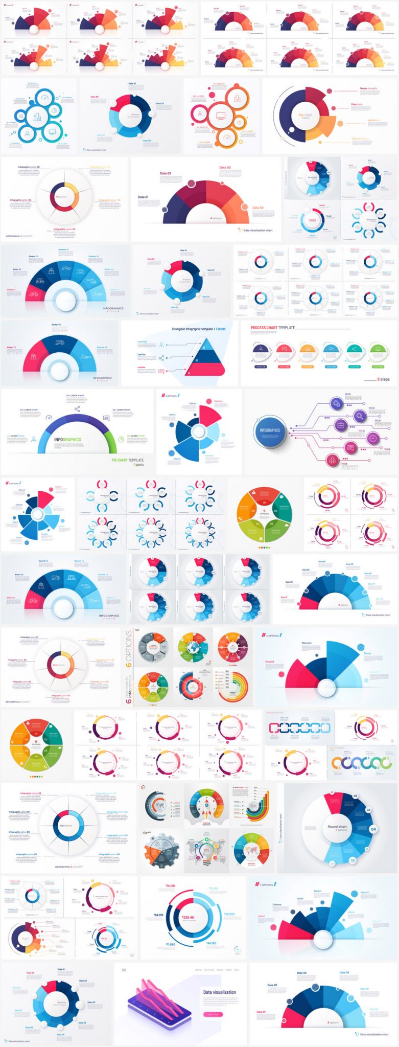 Circular Vector Charts for Web Elements & Infographics