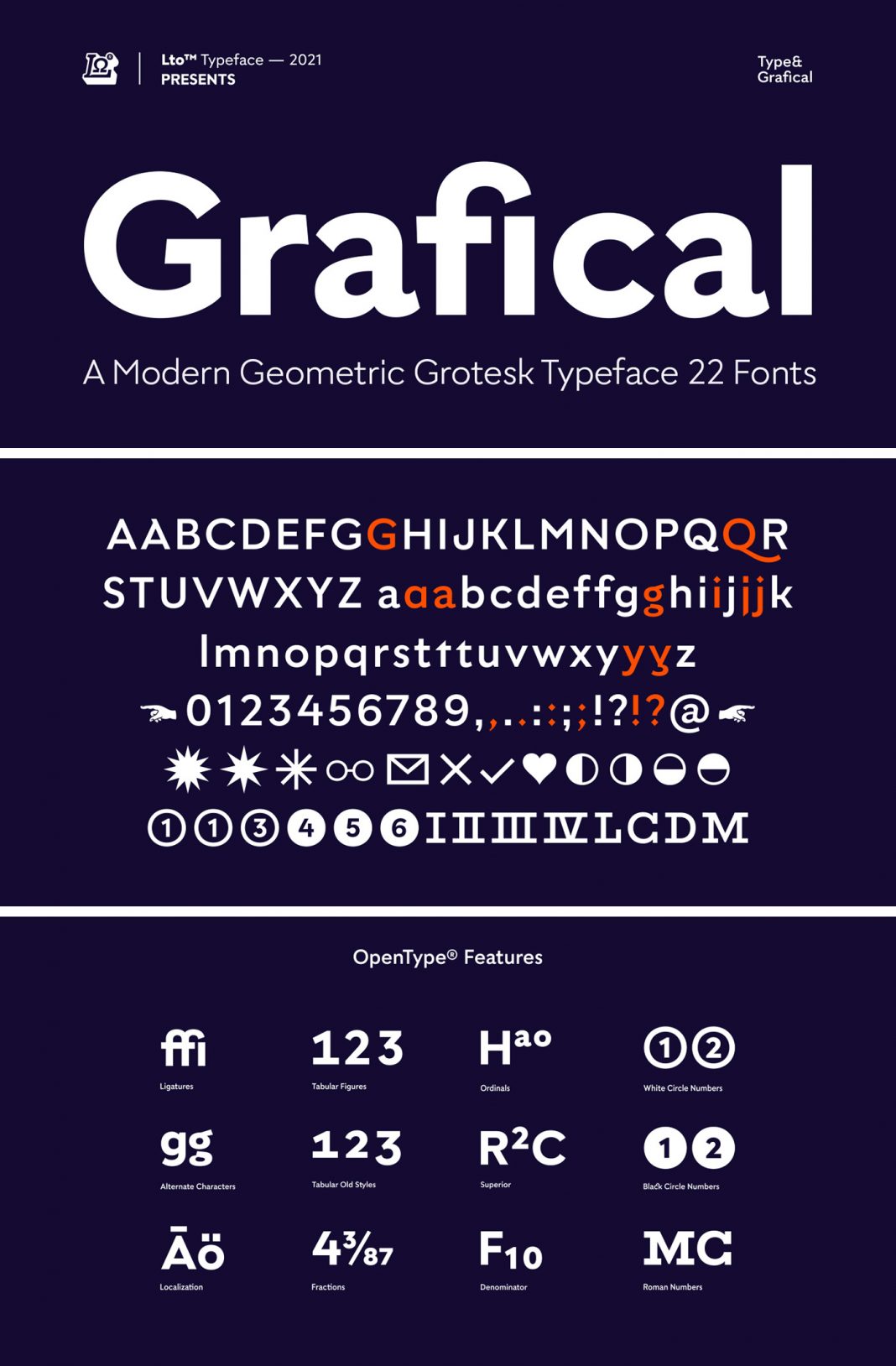 Grafical Font Family by Letter Omega Type Foundry