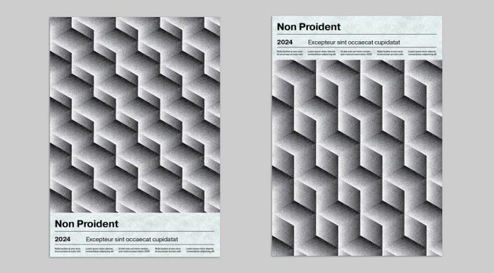 Isometric Cube Pattern Poster Template with Stipple Effect