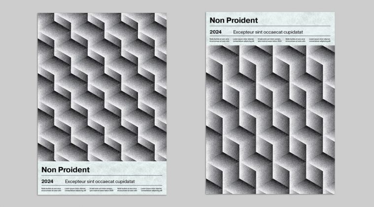 Isometric Cube Pattern Poster Template with Stipple Effect