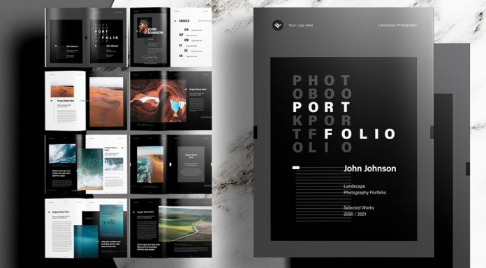 Black Photography Portfolio Template for Adobe InDesign