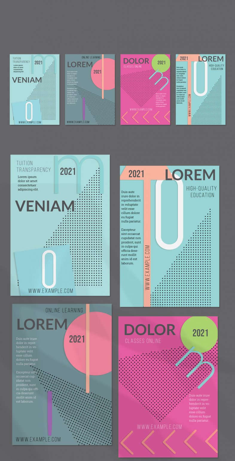 Download Four Vector Flyer Templates with Stylish Paper-Cut Designs