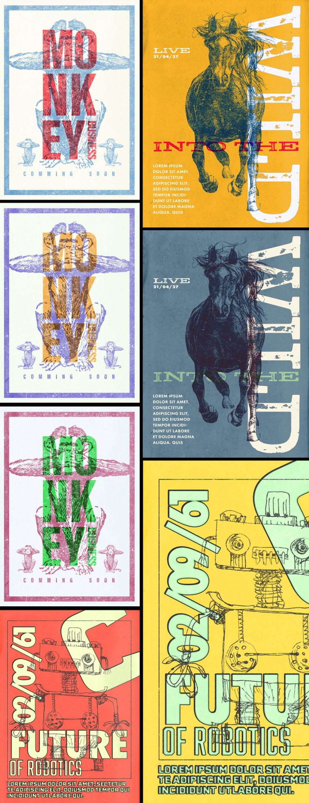 Download Vintage Overprint Poster Design Templates for Adobe Photoshop