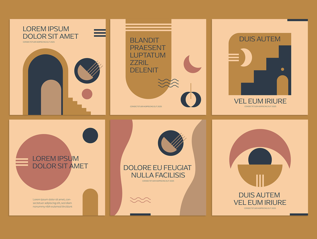 Instagram Quote Templates with Modern Geometric Shapes in Muted Colors