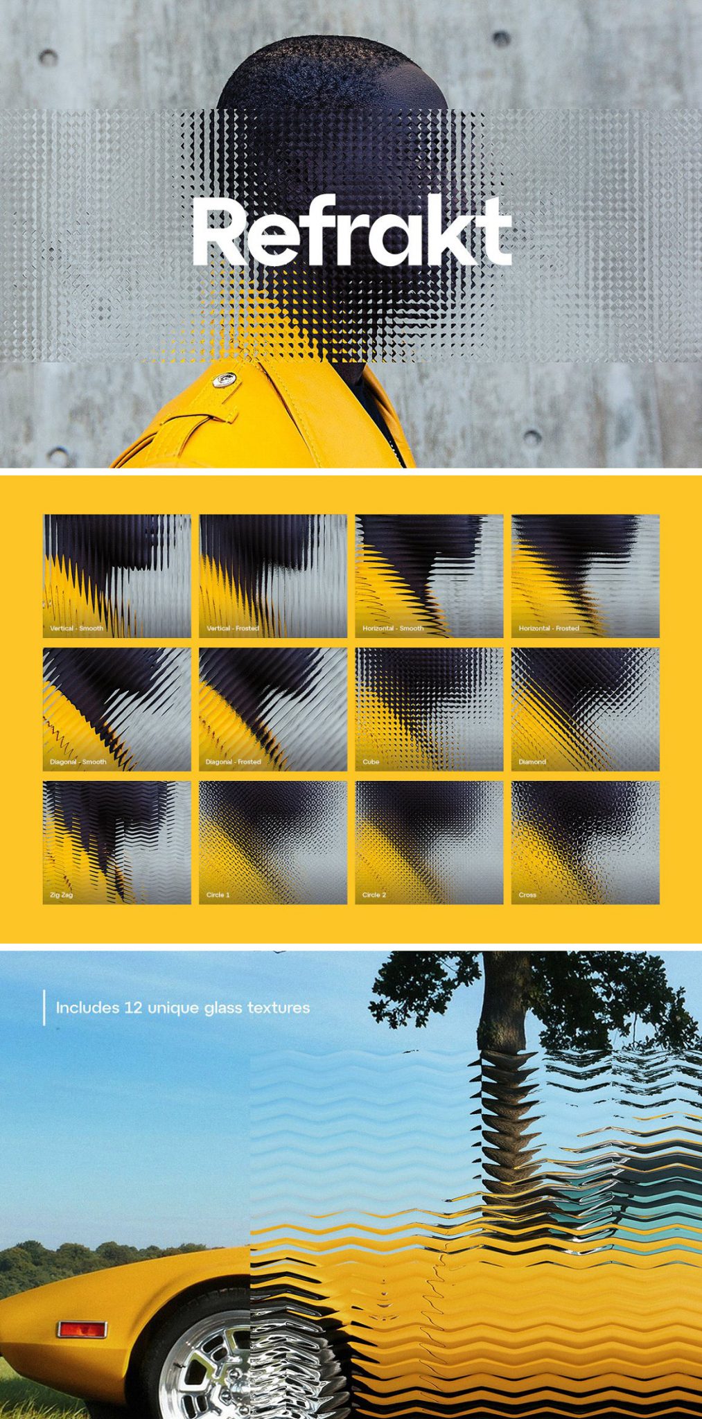 Refrakt: 12 Patterned Photoshop Glass Effects