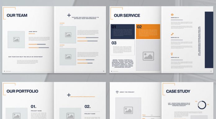 Orange and White Project Proposal Template with Dark Blue Accents