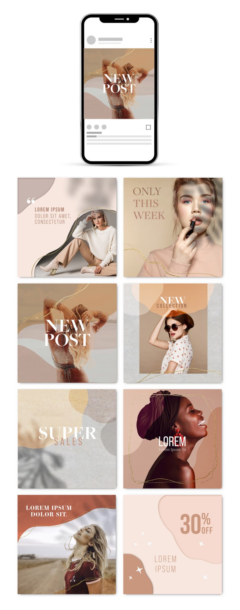 Feminine Social Media Post Templates for Adobe Photoshop