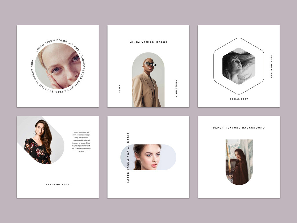 Minimal Social Media / Instagram Post Templates with Photo Placeholders