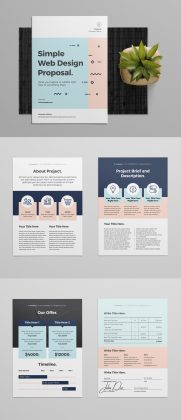 Blue and Pink Design Project Proposal Template for Adobe InDesign