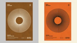 Vintage Poster Design Templates with Circular Vector Graphics