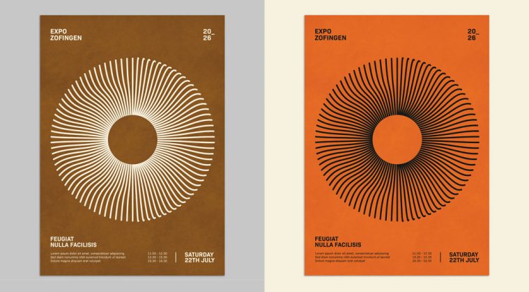 Vintage Poster Design Templates with Circular Vector Graphics