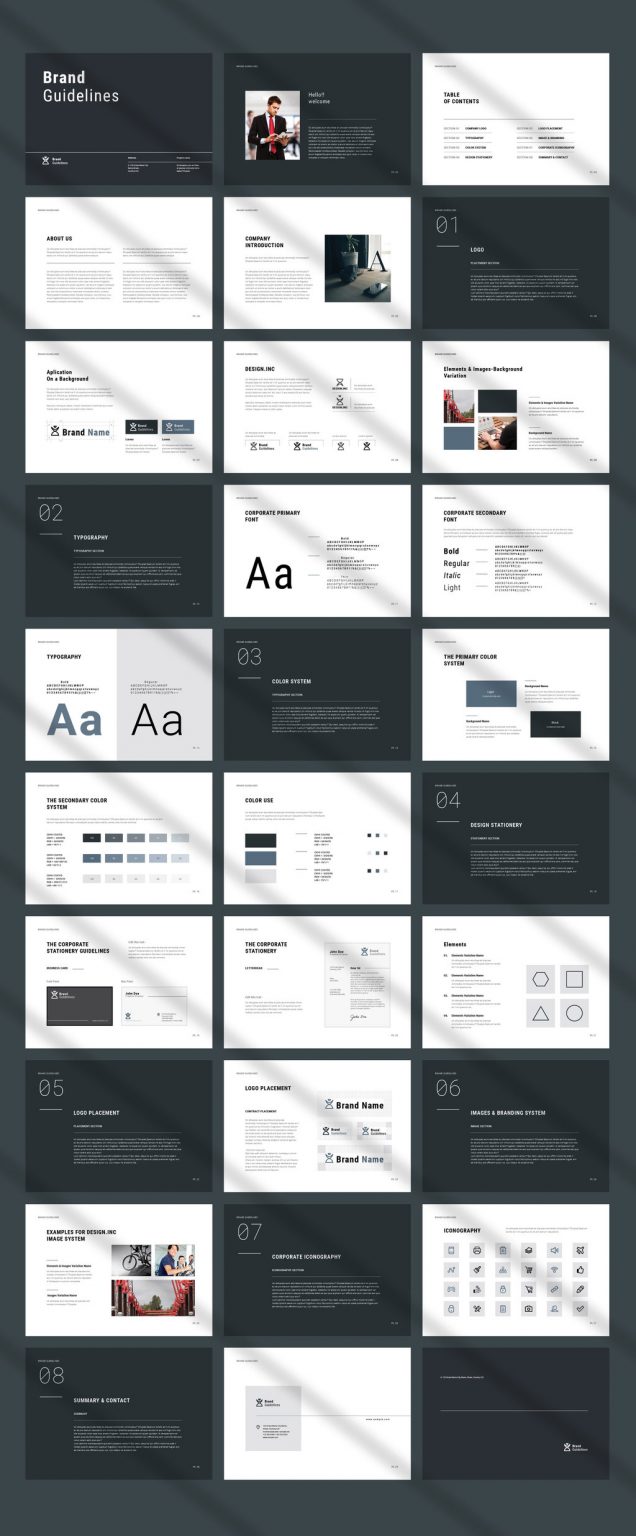 Minimal Adobe InDesign Brand Guidelines Template with 30 Pages
