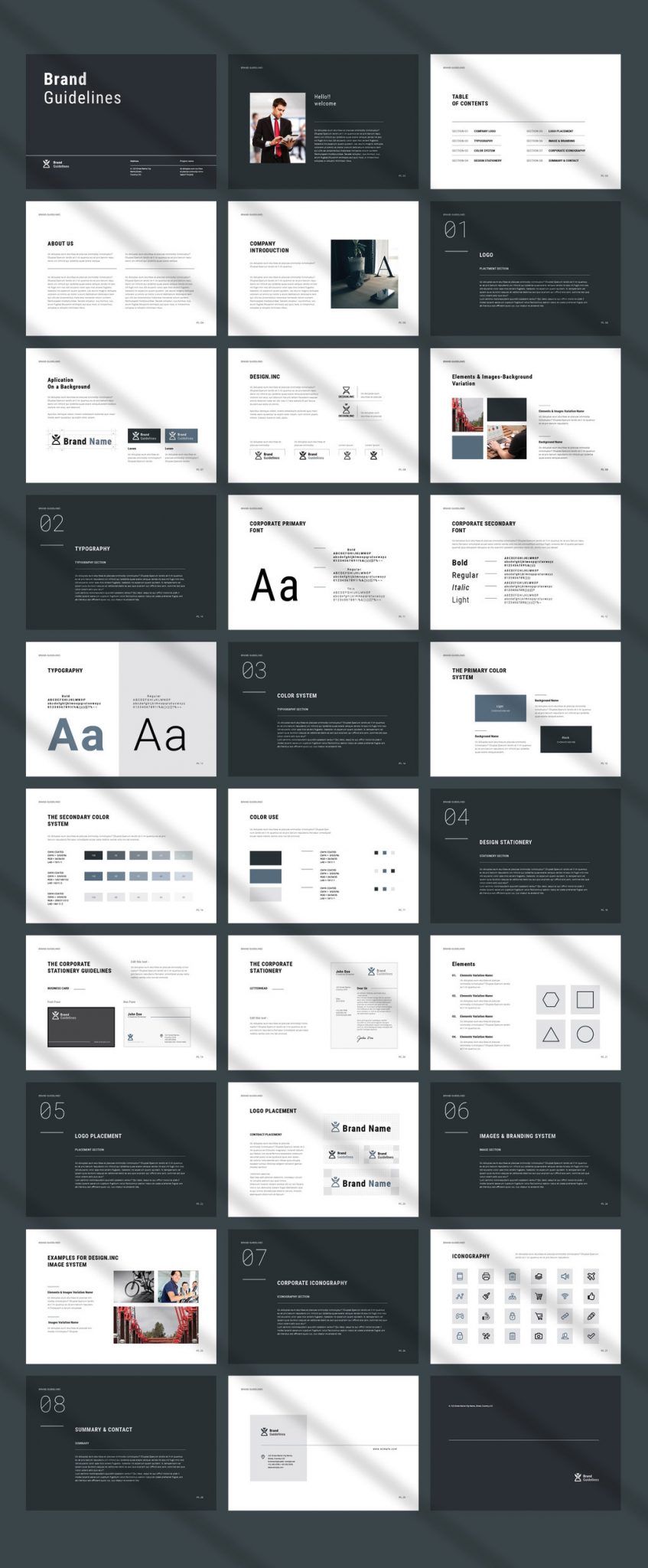 Minimal Adobe InDesign Brand Guidelines Template with 30 Pages