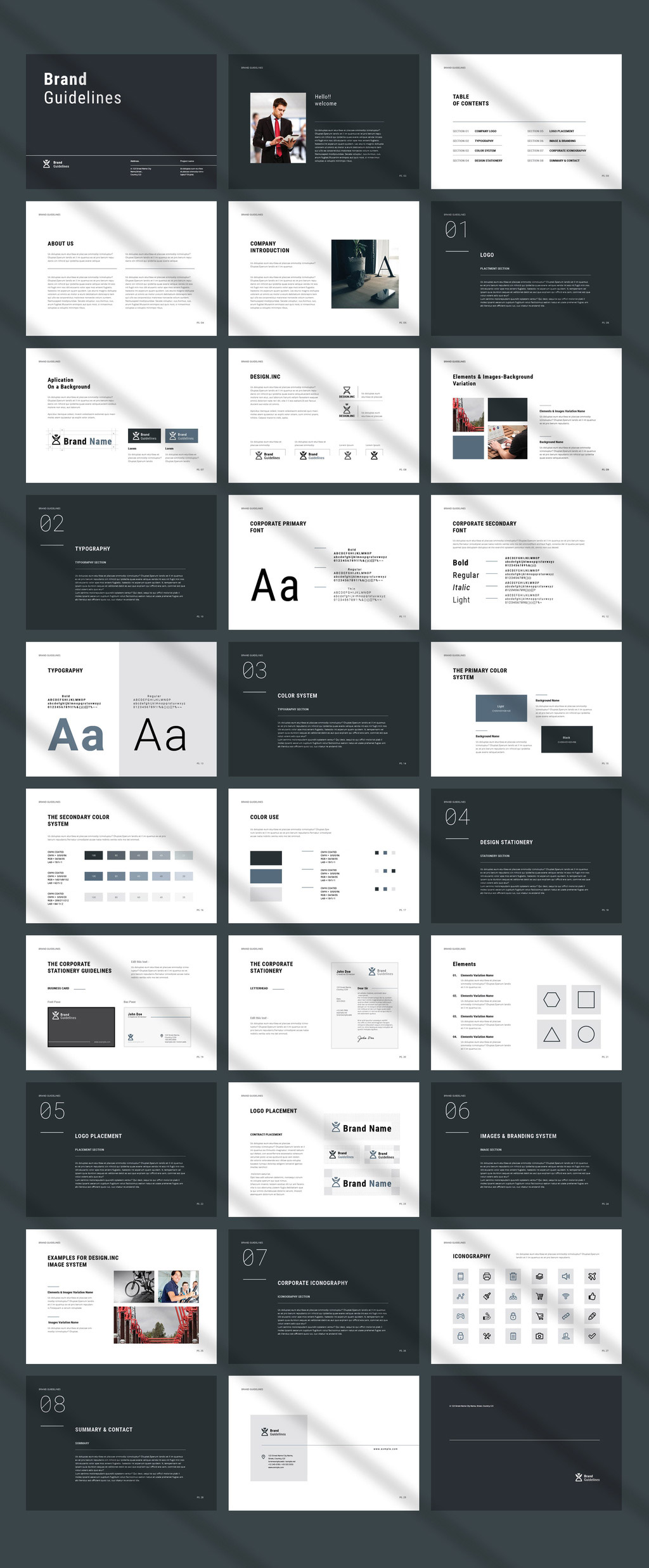 Minimal Adobe InDesign Brand Guidelines Template with 30 Pages
