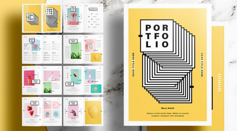 Portfolio InDesign Template with Yellow Accents