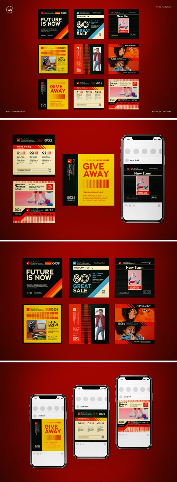 80s Retro Instagram Post Templates