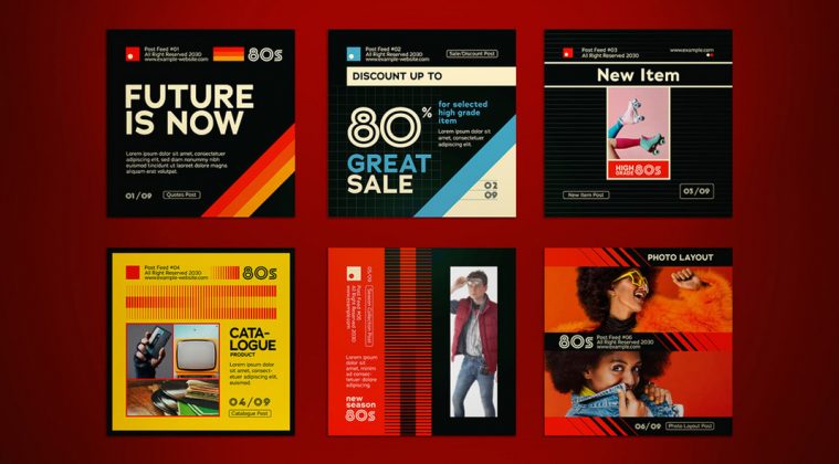 80s Retro Instagram Post Templates