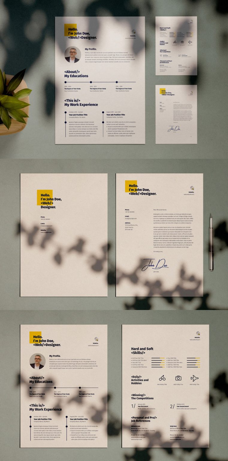 Resume/CV Adobe InDesign Template for Web & Graphic Designers