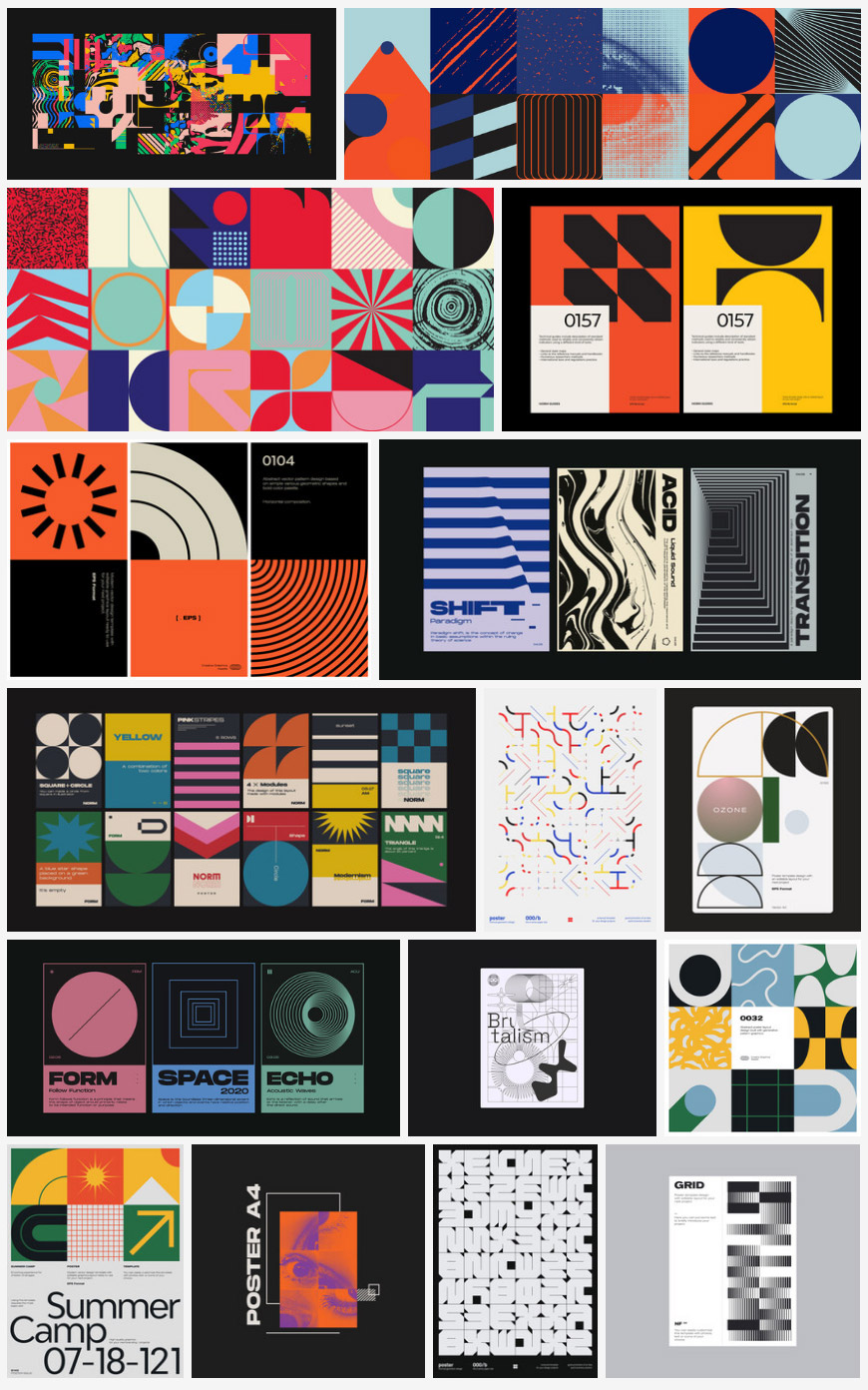 Abstract, Geometric Vector Graphics for Posters & Covers