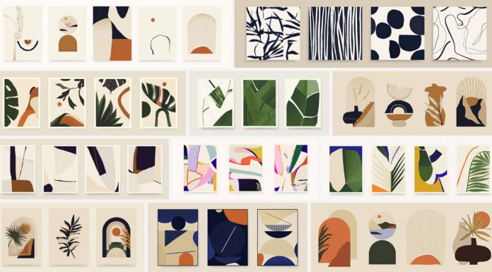 Download Minimalist Collage Art as Customizable Print Sets for your Walls