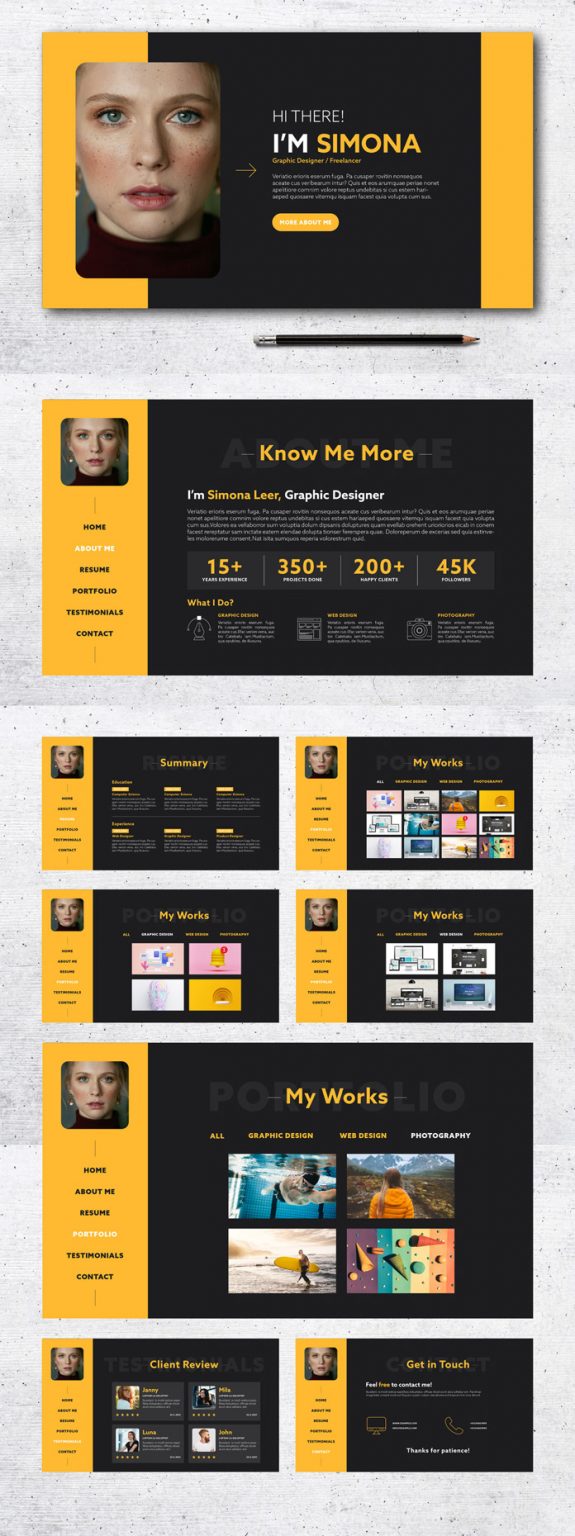 Interactive Resume Template for PDF Screen Presentations