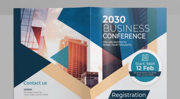 Conference Bi-fold Brochure Template for Adobe Illustrator